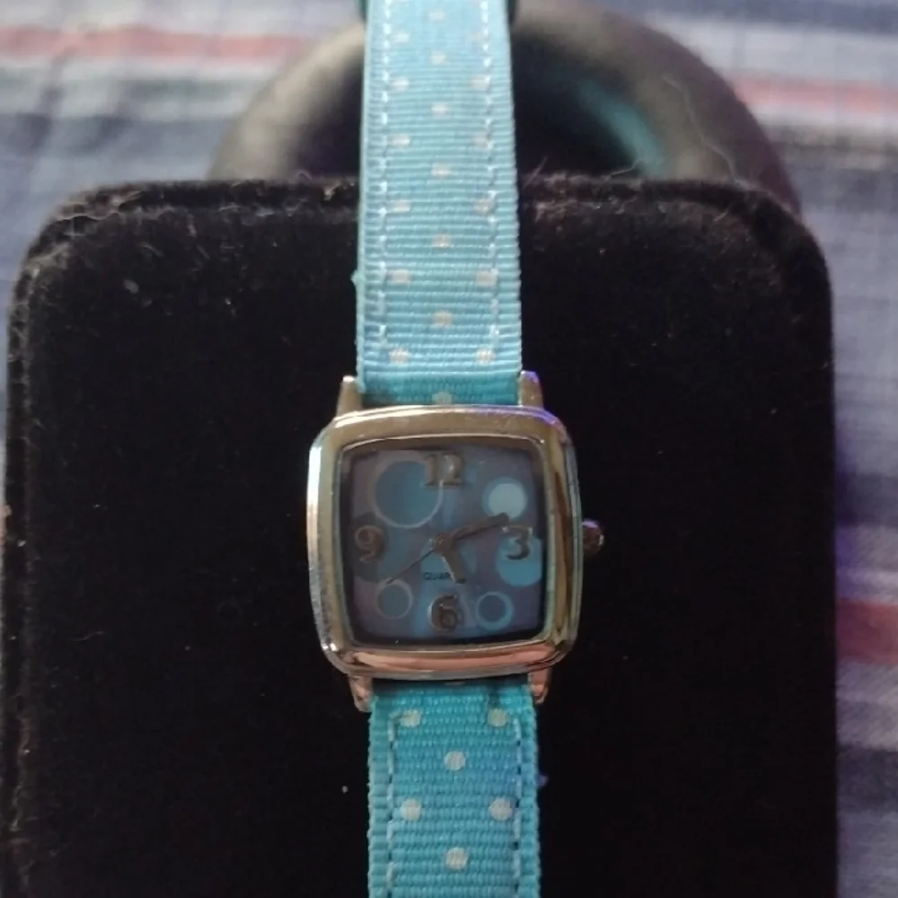 XHT | Accessories | Blue Polka Dot Square Face Watch Nwot | Poshmark